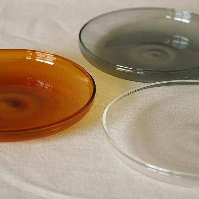 スコン プレート グレー HS3074 / お皿 皿 小皿 デザート皿 ソーサー 耐熱ガラス スタッキング 電子レンジ可 食洗機可 型吹き おしゃれ アクシス AXCIS Skon : Se ...