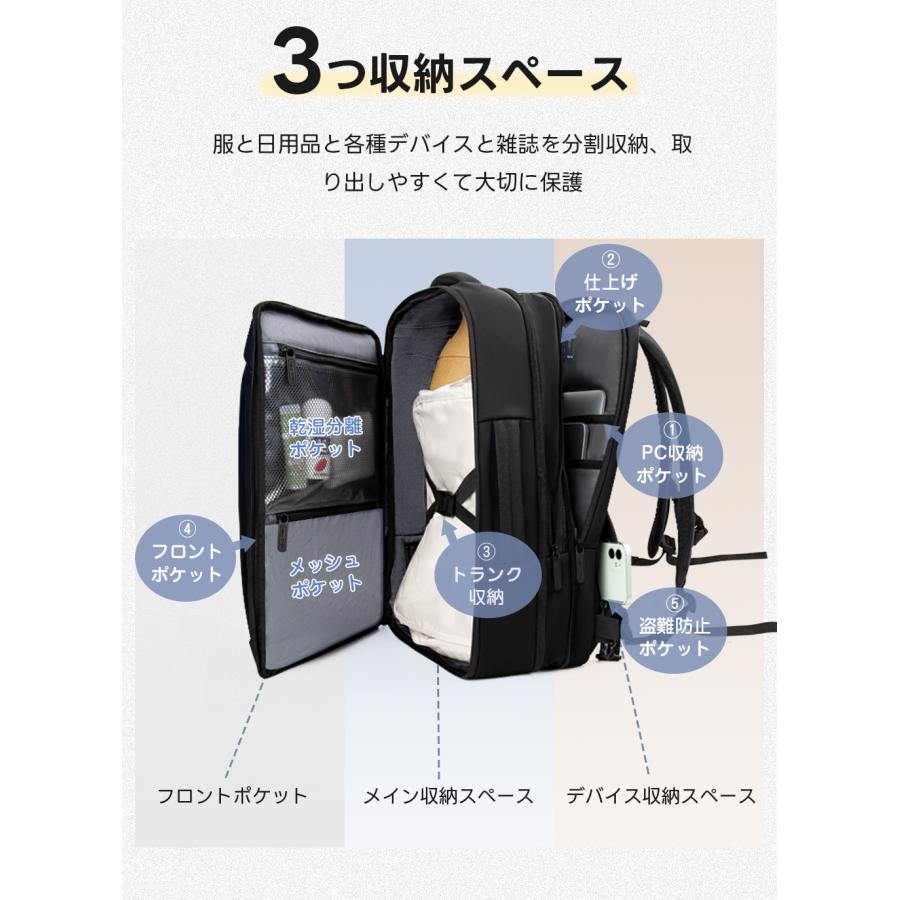 ビジネスリュック ブラック 容量拡張 軽量 大容量 メンズ リュック