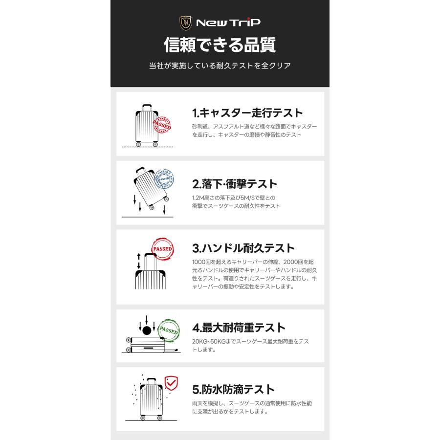 New Trip スーツケース キャリーケース 拡張機能付き 軽量 静音 頑丈 キャリーバッグ S M Lサイズ 60L 4~7泊 大容量 YKKファスナー TSAロック 海外 旅行 出張 ...