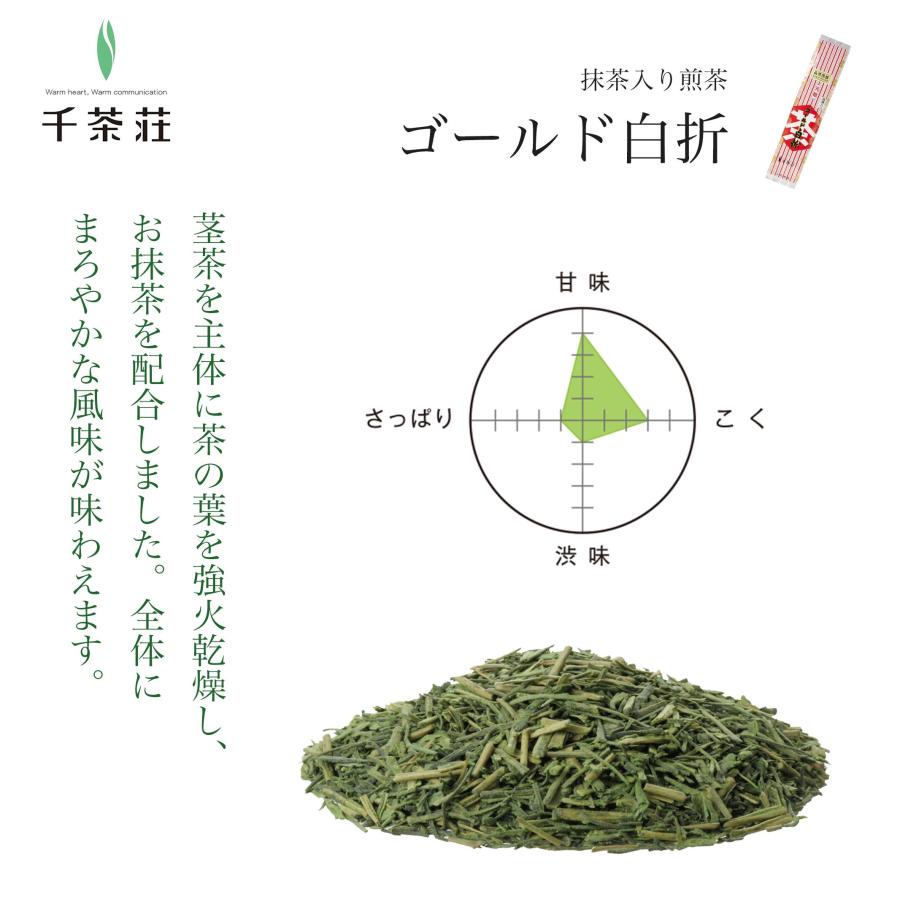 千茶荘 抹茶入り煎茶 ゴールド白折・勾玉・玉露白折 150gx3 (お茶 人気茶 煎茶 抹茶入り煎茶 来客 ギフト 内祝い 引き出物 水出し ...