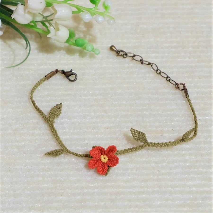 トルコ雑貨 オヤ oya 可愛い ハンドメイド 小花 エンジ イーネオヤ ブレスレット プレゼントNO2 : 仙台 トルコ ハンドメイド店 - 通販 - Yahoo!ショッピング