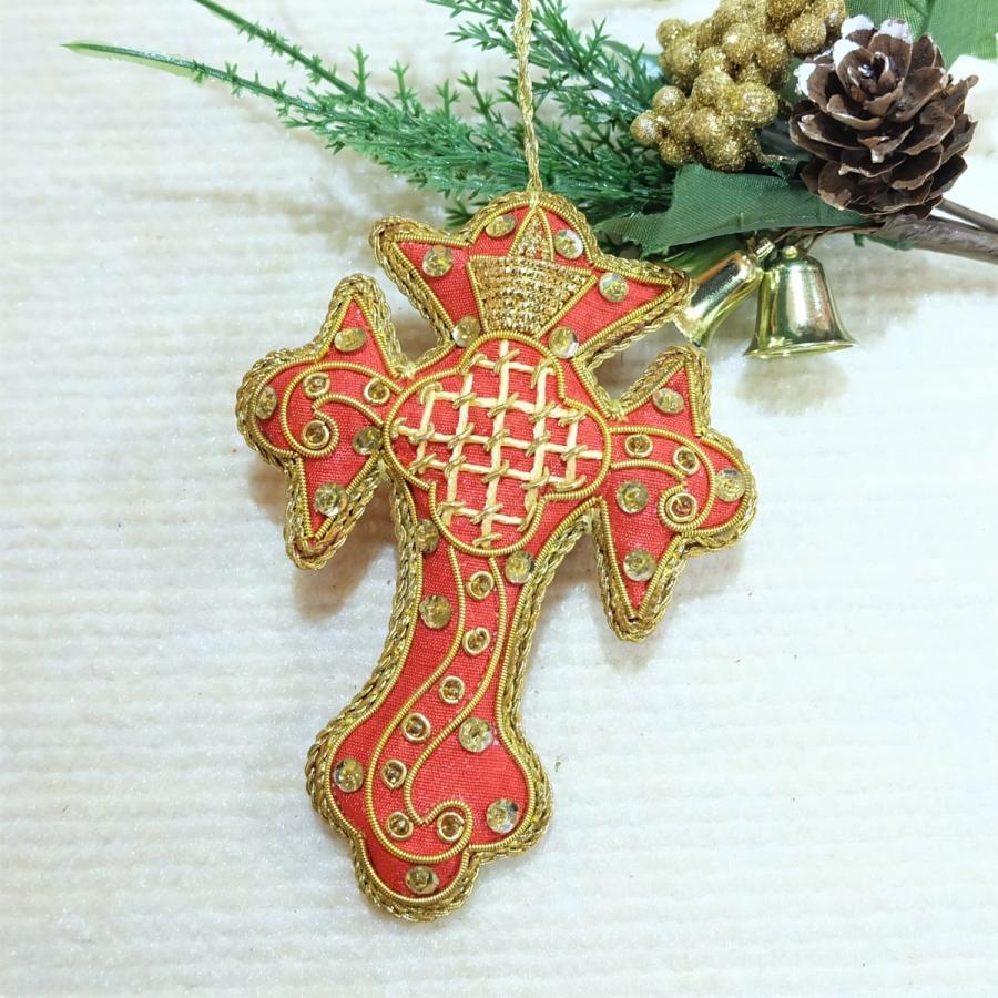 インテリア クリスマスオーナメント 飾り物 クロス 可愛い 刺しゅう スパンコール ハンドメイドNO31 : x-o-031 : 仙台 トルコ ハンドメイド店 - 通販 - Yahoo!ショッピング