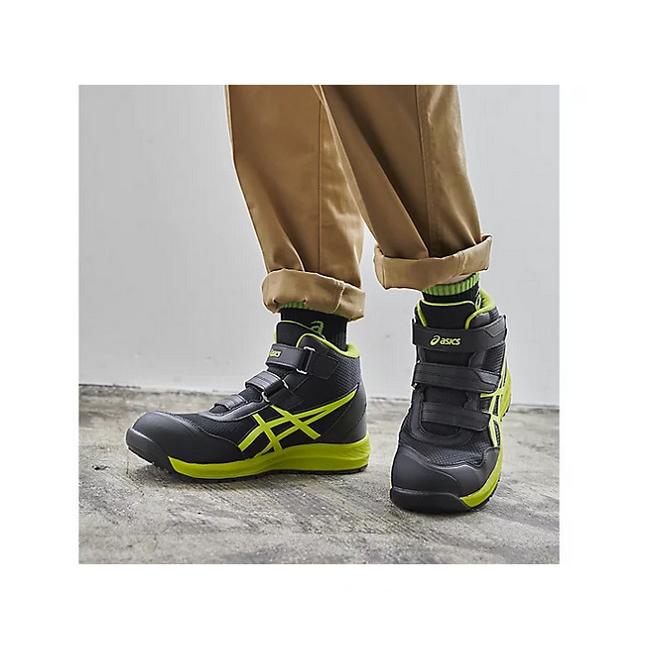 ASICS 安全靴 CP216 アシックス 1273A076 ウィンジョブ 001 ブラック×ブラック asics 作業靴 セーフティーシューズ ハイカット ベルトタイプ 3色展開 ...