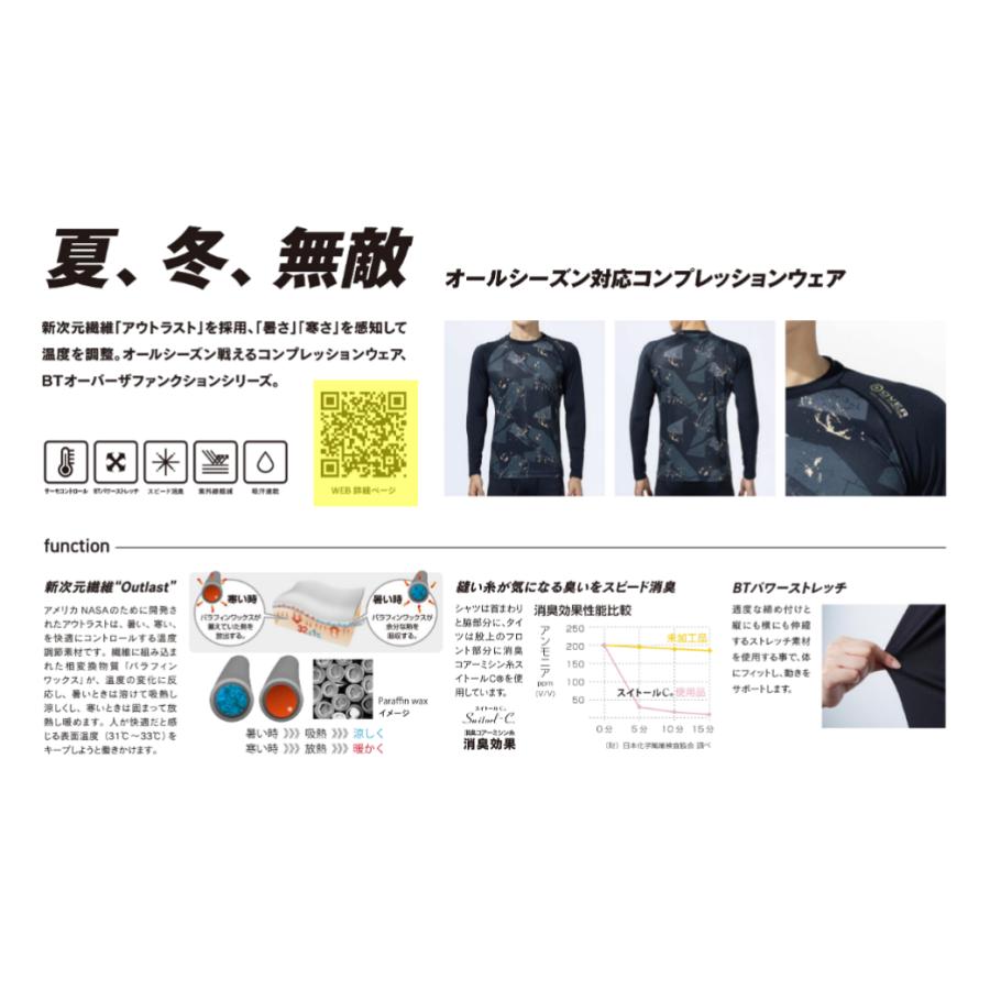 JW-541 11.ブラック オーバーザファンクション ショートスリーブ クルーネックシャツ おたふく手袋 オールシーズン 温度感知 温度調整 消臭 ...