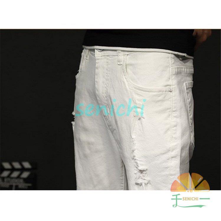 デニムパンツ メンズ チノパンツ ホワイトパンツ ジーンズ ダメージ
