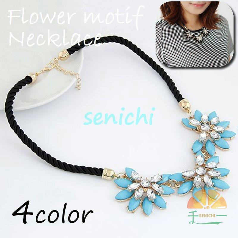 ネックレス フラワーモチーフ レディース アクセサリー フラワー 花 ビジュー 大振り 華やか カジュアル レッド ブルー ブラック レディースアクセ :sic0816-neck220:千一 ...