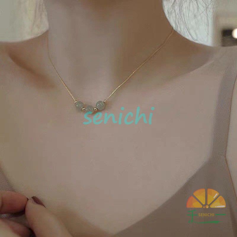 ネックレス レディース 女性 アクセサリー 首飾り ファッション雑貨 ビーズ チェーン ラウンド ボール型 ゴールドカラー グリーン シンプル カジュ :sic0816-neck500:千一 ...