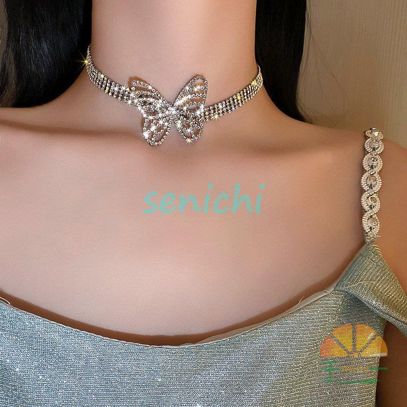 チョーカー ネックレス ラインストーン アクセサリー レディース 女性 婦人 首飾り 蝶 バタフライ かわいい おしゃれ ギフト プレゼント 贈り物 :sic0816-neck618:千一 ...