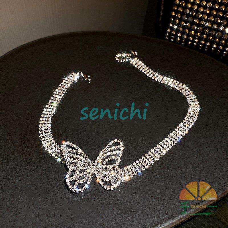 チョーカー ネックレス ラインストーン アクセサリー レディース 女性 婦人 首飾り 蝶 バタフライ かわいい おしゃれ ギフト プレゼント 贈り物 :sic0816-neck618:千一 ...