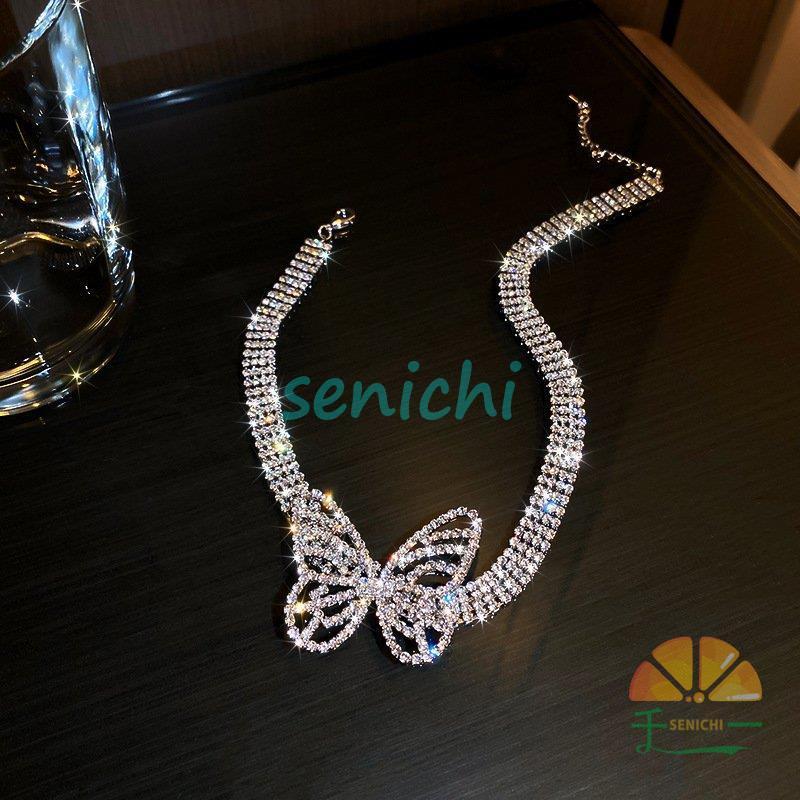 チョーカー ネックレス ラインストーン アクセサリー レディース 女性 婦人 首飾り 蝶 バタフライ かわいい おしゃれ ギフト プレゼント 贈り物 :sic0816-neck618:千一 ...