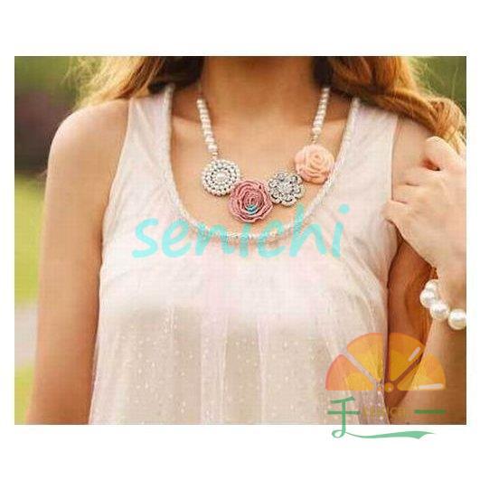 フラワーモチーフネックレス フラワー ローズ ネックレス フェイクパール ラインストーン レディース アクセサリー アクセ 可愛い ガーリー 花 薔薇 :sic0816-neck844:千一 ...