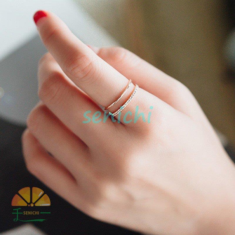 ファッションリング レディース アクセサリー 指輪 2連 ラインストーン クリアカラー シンプル オープニングリング 切れ目 フリーサイズ 上品 おし :sic0816-ring1073:千一 ...