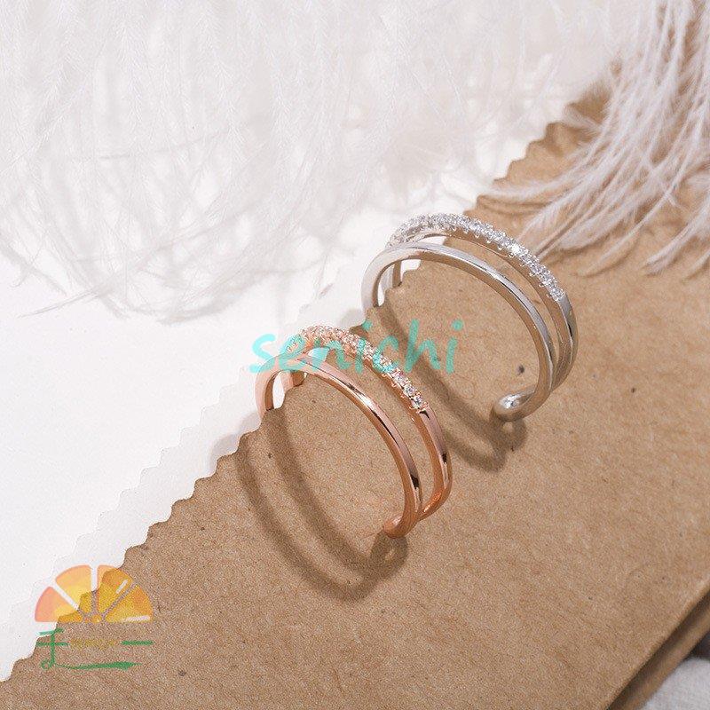 ファッションリング レディース アクセサリー 指輪 2連 ラインストーン クリアカラー シンプル オープニングリング 切れ目 フリーサイズ 上品 おし :sic0816-ring1073:千一 ...