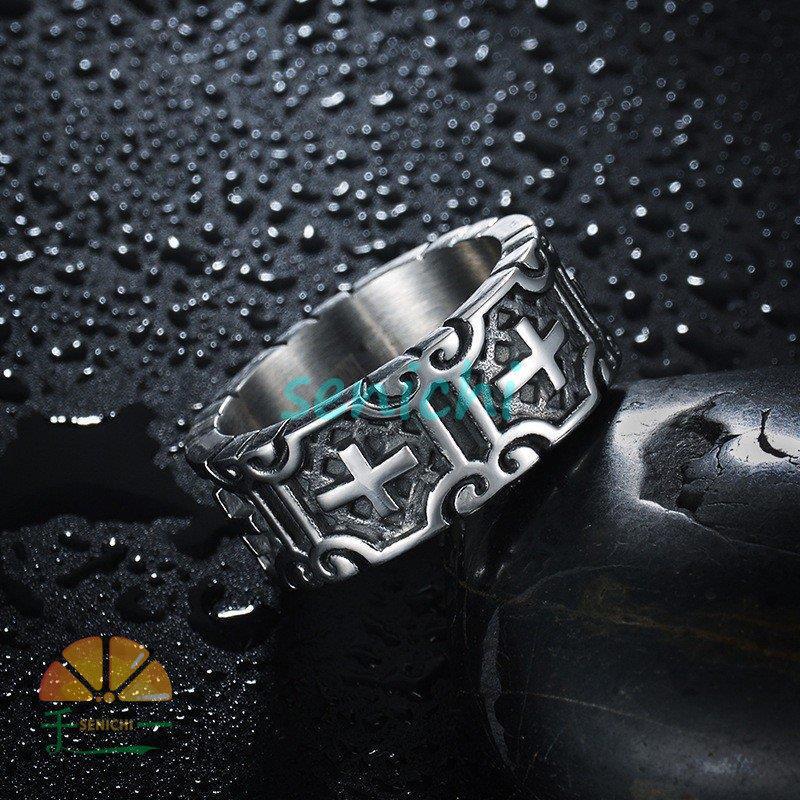 指輪 リング メンズアクセサリー クロスパターン カッコイイ かっこいい シルバーカラー クール ジュエリー ファッション 雑貨 小物 男性用 紳士用 :sic0816-ring1435:千一 ...