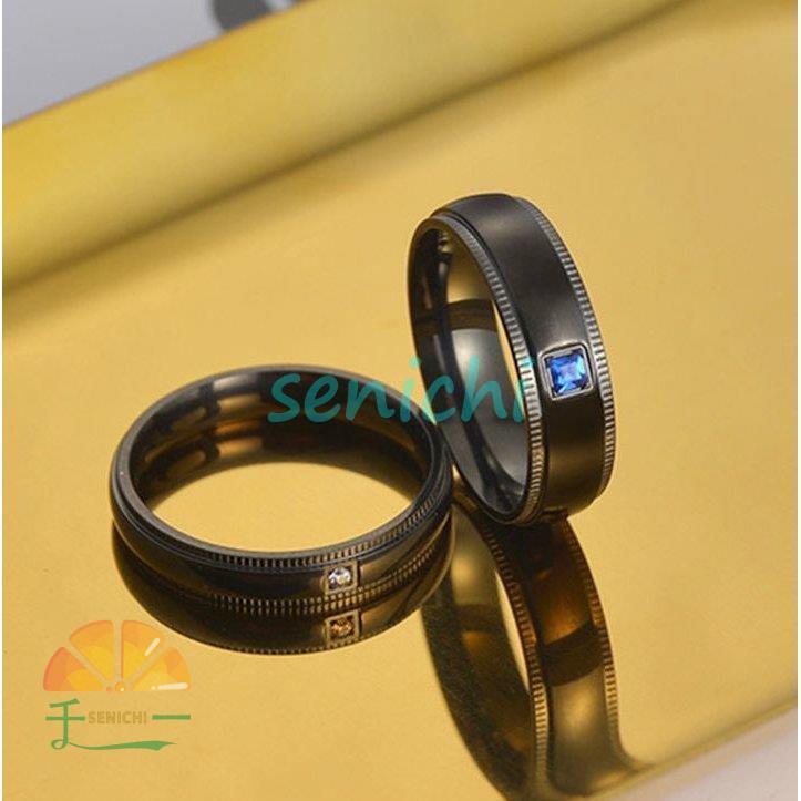 ペアリング 指輪 レディース メンズ 女性 男性 カップル アクセサリー ファッションリング ブラック 黒 6mm 4mm ラインストーン 1粒 シン :sic0816-ring538:千一 ...