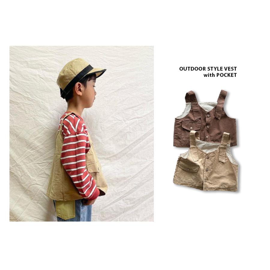 フラップポケット付きコットンベスト 子供 0061 : 0061 : センリ - 通販 - Yahoo!ショッピング