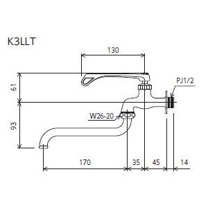 [K3LLT]KVK 自在水栓 ワンタッチレバー仕様 ロングレバー単水栓シリーズ 固定こま 節水チップ内蔵型 : 設備プラザ - 通販 - Yahoo!ショッピング
