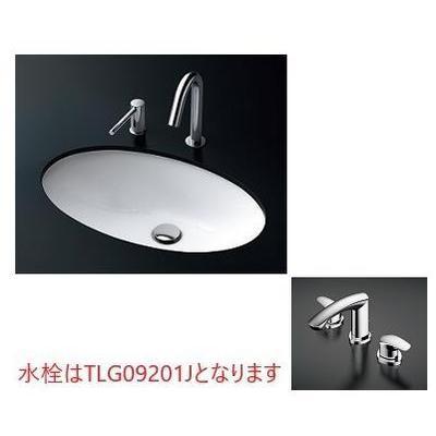 TOTO [L532+TLG09201J+TLC4A1F×2+TLDP2201JA]TOTO カウンター式洗面器 アンダーカウンター式 台付2ハンドル混合水栓 壁排水金具Pトラップ : 設備 ...