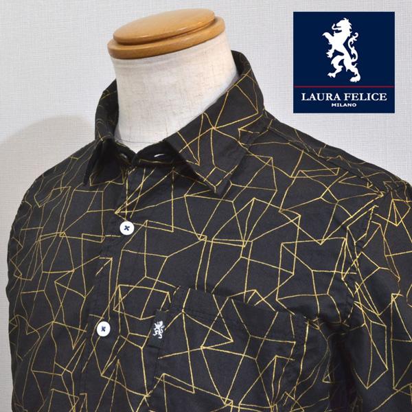 ラウラ ラウラフェリーチェ laura felice メンズ 長袖 シャツ ビアネロ 日本製 幾何学 総柄 胸ポケット ブランド 黒 春 夏 秋 240-3171 送料無料 : ゴルフ ...