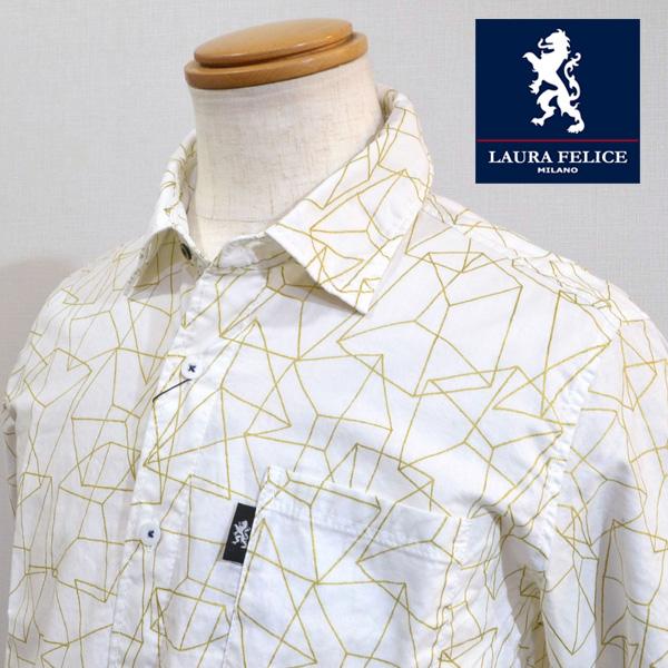ラウラ ラウラフェリーチェ laura felice メンズ 長袖 シャツ ビアネロ 日本製 幾何学 総柄 胸ポケット ブランド 白 春 夏 秋 240-3171 送料無料 : ゴルフ ...
