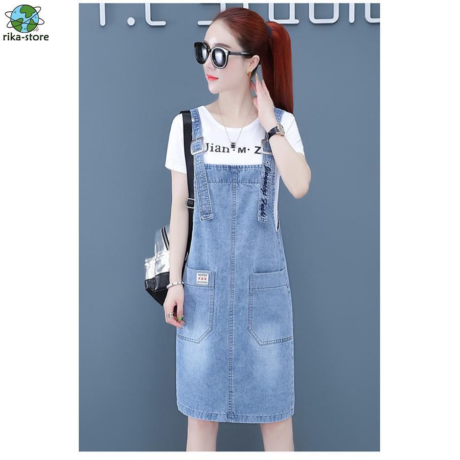 サロペットスカート レディース デニム ワンピース オールインワン ポケット付き 膝丈 キャミワンピ オーバーオール デニムスカート 体型カバー : ml0508-xia341 : リカストア ...
