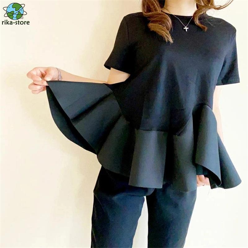 Tシャツ 裾フリル 半袖 ペプラム 無地 トップス 春 夏 レディース トップス 春夏新作 おすすめ おしゃれ ファッション カジュアル :ml0508-xia37:リカストア - 通販 ...