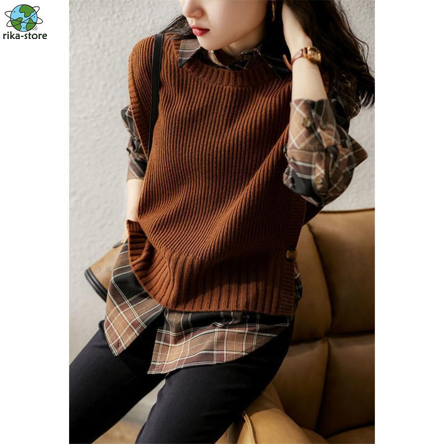 ニットベスト レディース 春服 プルオーバー チョッキ トップス ノースリーブ ゆったり 丸首 セーター 通学 通勤 OL カジュアル :ml0508-xia472:リカストア - 通販 ...