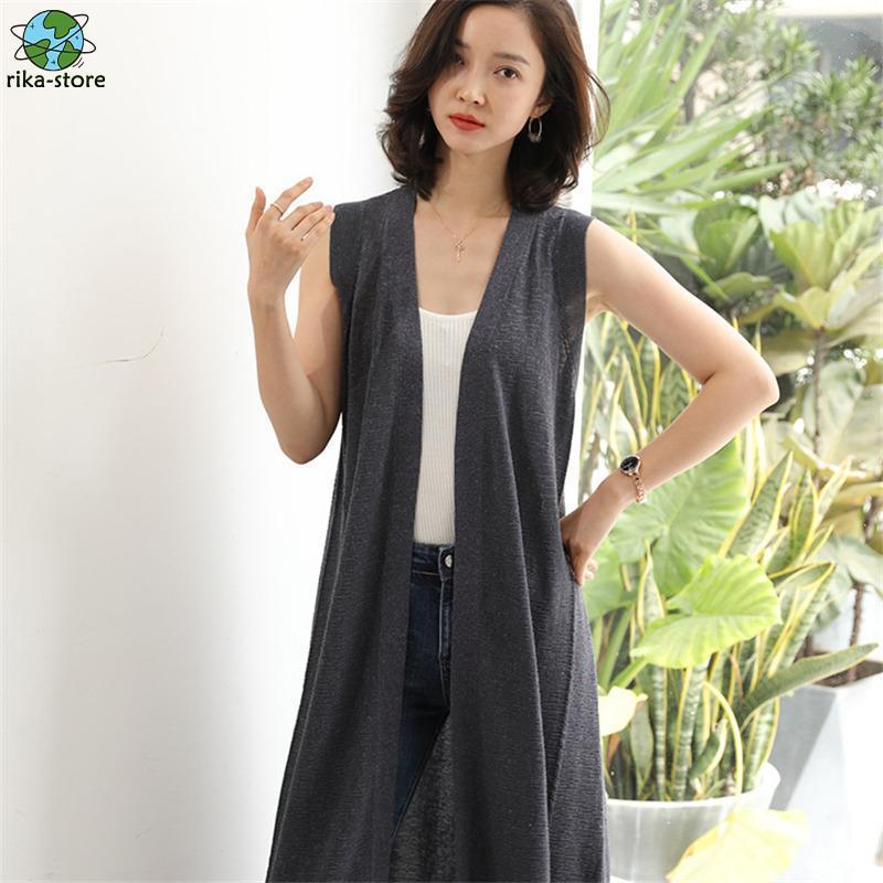 ロングベスト ジレ レディース 春夏 ニット チョッキ カーディガン 羽織 無地 着痩せ ノースリーブ 薄手 アウター 着回し 通勤 お出かけ :ml0508-xia491:リカストア ...