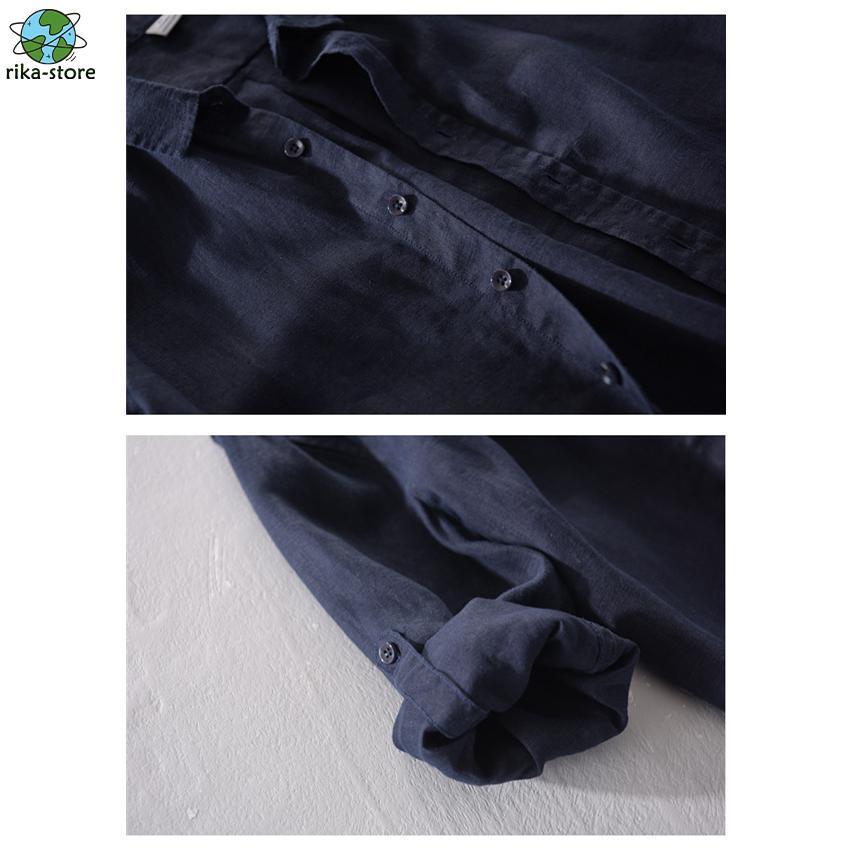 シャツ メンズ リネン カジュアルシャツ ビジネスシャツ 麻シャツ オフィス 秋服 シンプル トップス ロールアップ 長袖 無地 通勤 :ml0508-xia796:リカストア - 通販 ...