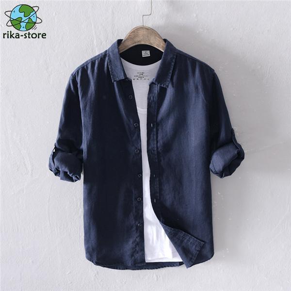 シャツ メンズ リネン カジュアルシャツ ビジネスシャツ 麻シャツ オフィス 秋服 シンプル トップス ロールアップ 長袖 無地 通勤 :ml0508-xia796:リカストア - 通販 ...