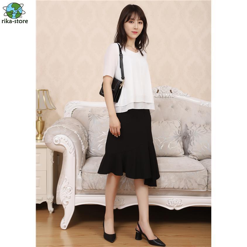 シャツ レディース ブラウス 夏 プルオーバー Vネック 半袖 フレア フレンチスリーブ シフォン シンプル 無地 ゆったり : リカストア - 通販 - Yahoo!ショッピング