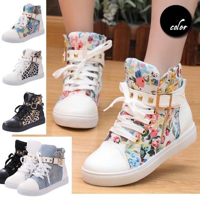 スニーカー レディース ハイカット 花柄 ヒョウ柄 無地 デニム ハイカットスニーカー シューズ 春 春新作 靴 skt-104 : SGKオンラインストア - 通販 - Yahoo!ショッピング
