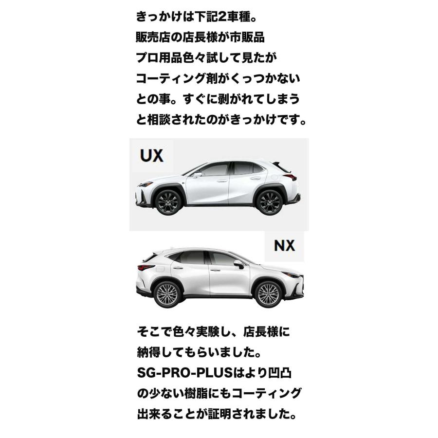 SG-series SG-PRO-PLUS 車 未塗装樹脂 ガラスコーティング剤 樹脂パーツ 復活 ヘッドライト 黒樹脂復活 黒復活 :PRO ...