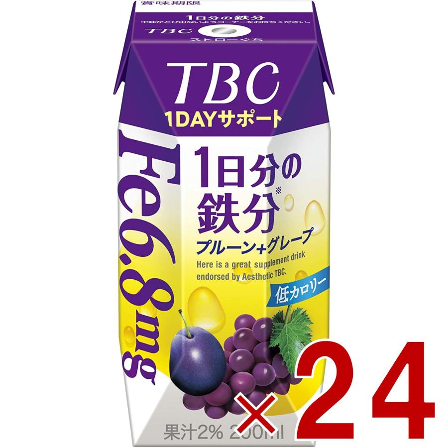 森永乳業 TBC 1DAYサポート 1日分の鉄分 プルーン+グレープ 200ml 低カロリー 24個 : SG Line ヤフー店 - 通販 - Yahoo!ショッピング