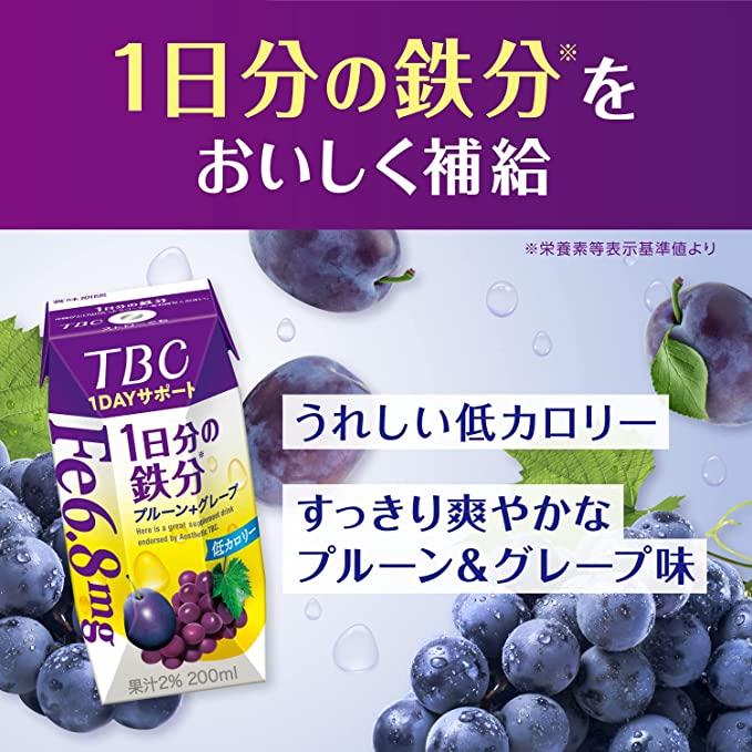 森永乳業 TBC 1DAYサポート 1日分の鉄分 プルーン+グレープ 200ml 低カロリー 24個 : SG Line ヤフー店 - 通販 - Yahoo!ショッピング