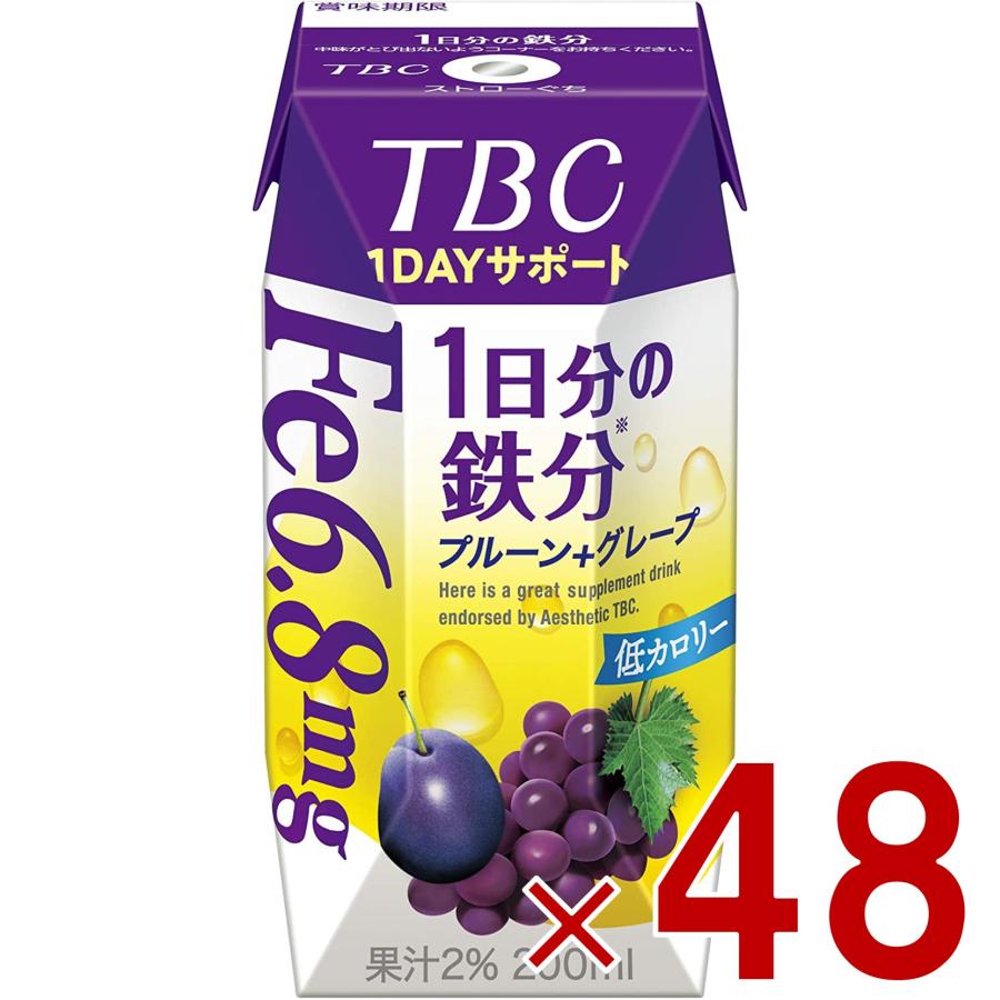 森永乳業 TBC 1DAYサポート 1日分の鉄分 プルーン+グレープ 200ml 低カロリー 48個 : SG Line ヤフー店 - 通販 - Yahoo!ショッピング