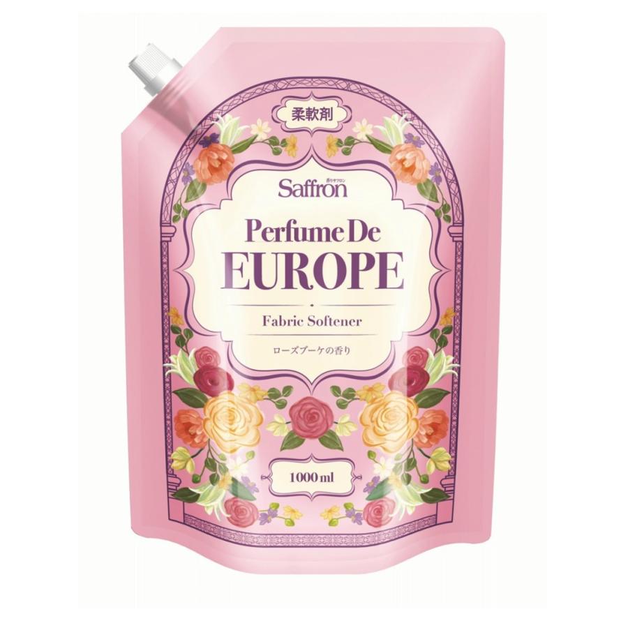 トイレタリージャパン 香りサフロン 柔軟剤 詰替え 詰め替え パフュームドヨーロッパ ローズブーケの香り 大容量 1000ml : SG ...
