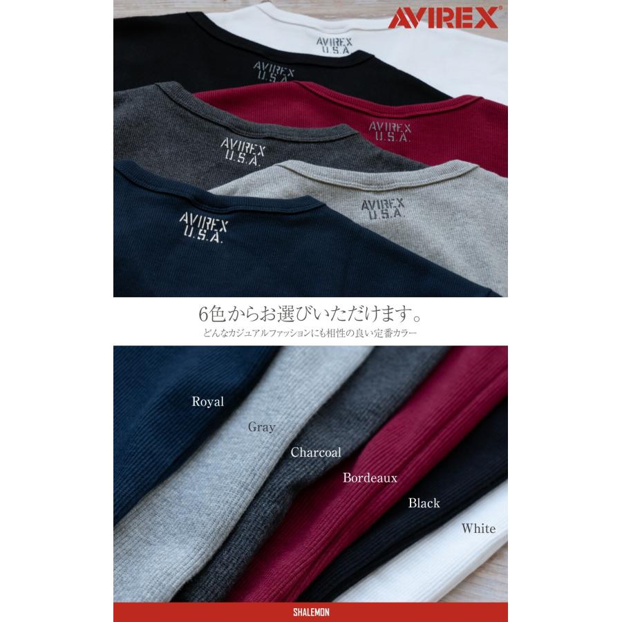 AVIREX アビレックス アヴィレックス (Vネック クルーネック 長袖 Tシャツ ロンT ロングTシャツ) (限定 ハンドタオル付) (長6153480-V)(長6153481-C ...