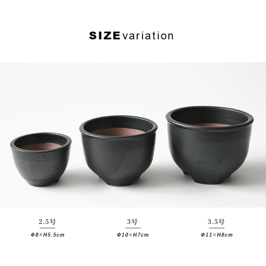 伝市鉢 コウロ型【ブラック】2.5号 植木鉢 陶器 丹波立杭焼 市野伝市窯 サクラソウ 山野草 塊根 多肉 アガベ かっこいい おしゃれ ...
