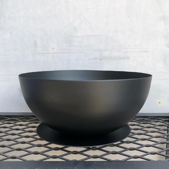 BLACK IRON POT【size:M】ブラックアイアンポット 20cm×10cm 7号 受け皿付き 鉄製 浅鉢 お椀型 シンプル ...