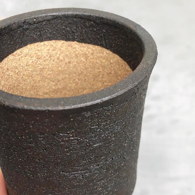 KAMIYAMA ZUNDO POT【ブラック 3号】9cm×9.5cm かみ山陶器 植木鉢 寸胴 信楽焼 シリンダー 底穴大きい おしゃれ ...