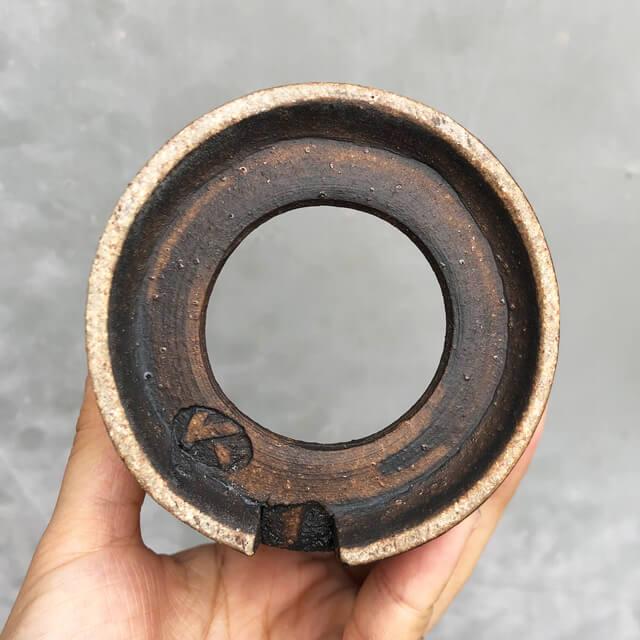 KAMIYAMA ZUNDO POT【ブラック 3号】9cm×9.5cm かみ山陶器 植木鉢 寸胴 信楽焼 シリンダー 底穴大きい おしゃれ ...