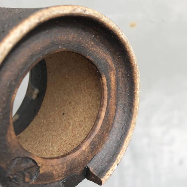 KAMIYAMA ZUNDO POT【金彩 3号】9cm×9.5cm かみ山陶器 植木鉢 寸胴 信楽焼 シリンダー 底穴大きい おしゃれ ...