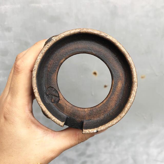 KAMIYAMA ZUNDO POT【金彩 3号】9cm×9.5cm かみ山陶器 植木鉢 寸胴 信楽焼 シリンダー 底穴大きい おしゃれ ...