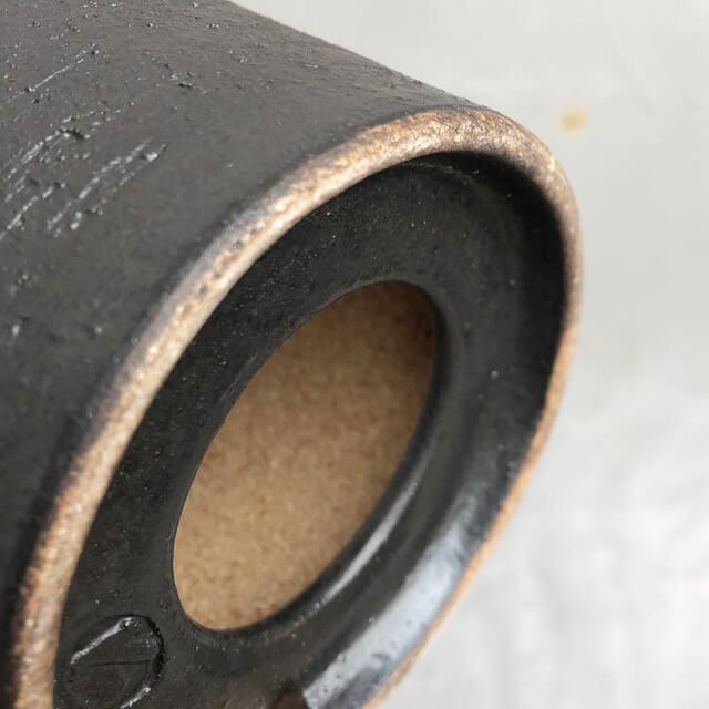 KAMIYAMA ZUNDO POT【ブラック 3.5号】10cm×11cm かみ山陶器 植木鉢 寸胴 信楽焼 シリンダー 底穴大きい ...