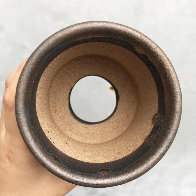 KAMIYAMA ZUNDO POT【金彩 3.5号】10cm×11cm かみ山陶器 植木鉢 寸胴 信楽焼 シリンダー 底穴大きい おしゃれ ...