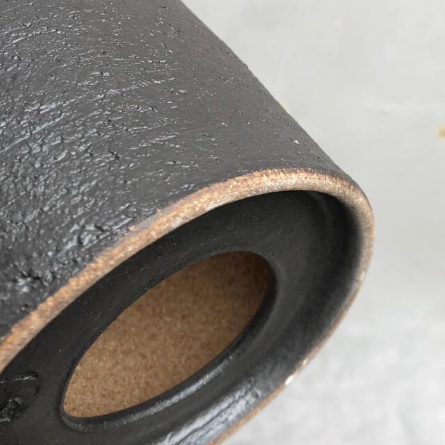 KAMIYAMA ZUNDO POT【ブラック 4号】12cm×12cm かみ山陶器 植木鉢 寸胴 信楽焼 シリンダー 底穴大きい おしゃれ ...