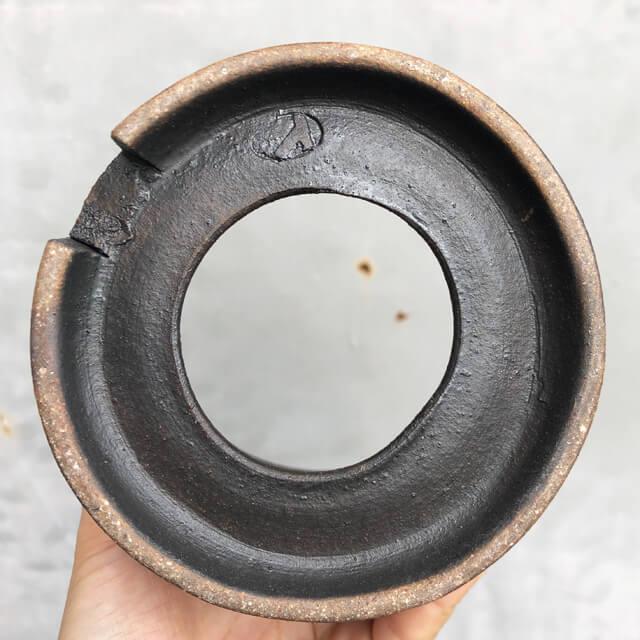 KAMIYAMA ZUNDO POT【金彩 4号】12cm×12cm かみ山陶器 植木鉢 寸胴 信楽焼 シリンダー 底穴大きい おしゃれ ...