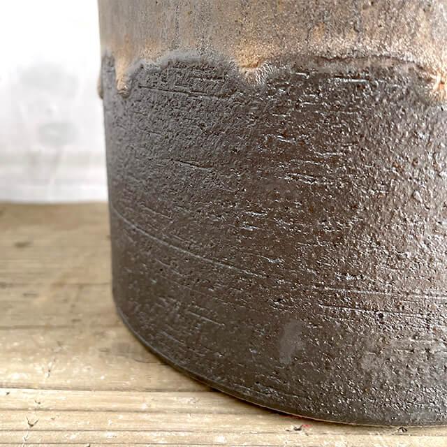 KAMIYAMA ZUNDO LOW POT【金彩 4号LOW】11cm×8.5cm かみ山陶器 植木鉢 寸胴 ロー 信楽焼 浅鉢 底穴大きい ...