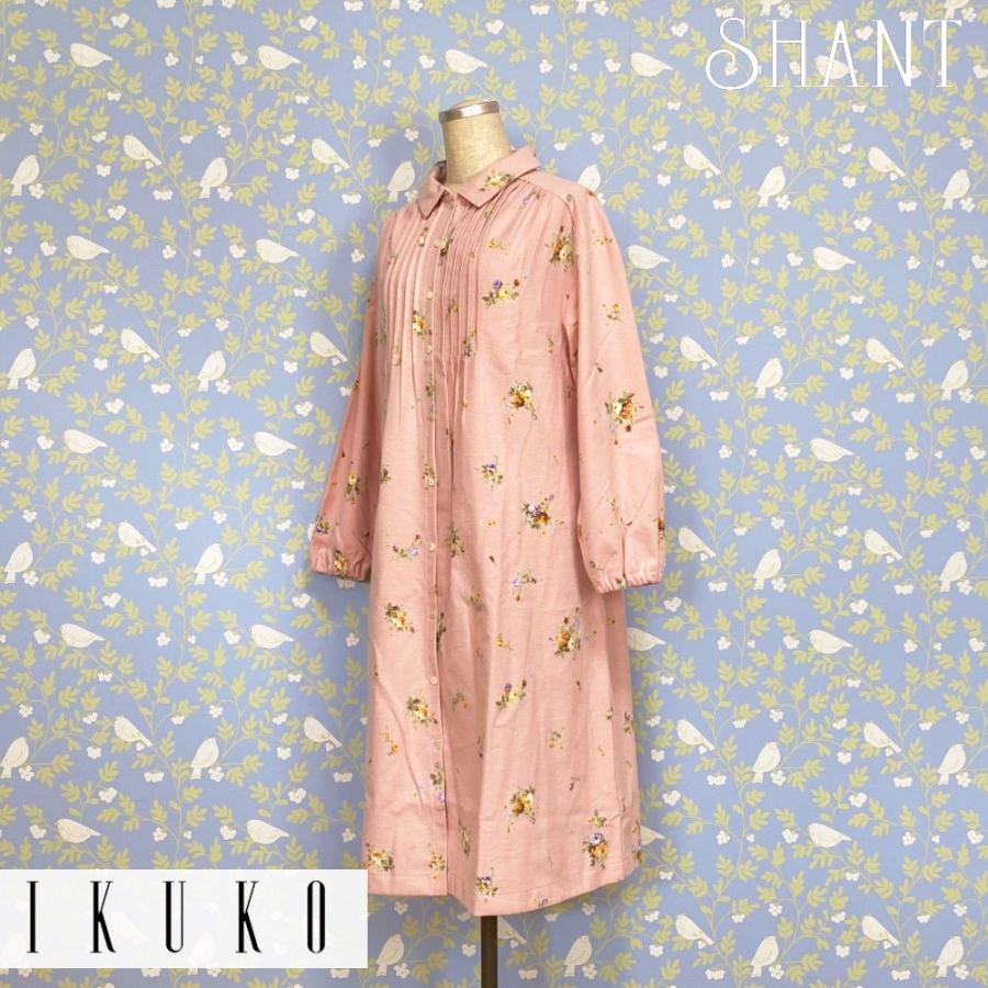 ★SALE 10%OFF★ ￥24,200-->￥21,780 IKUKOイクコ コットン綾ネル バラ花柄プリント ピンク 全開・長袖ネグリジェ IKUKO-MN220FK2-02 ...